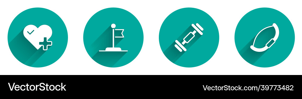 Set heart rate flag dumbbell and medieval bow Vector Image