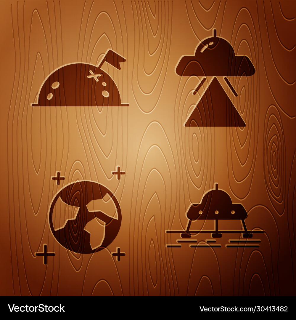 Set mars rover planet with flag earth globe Vector Image