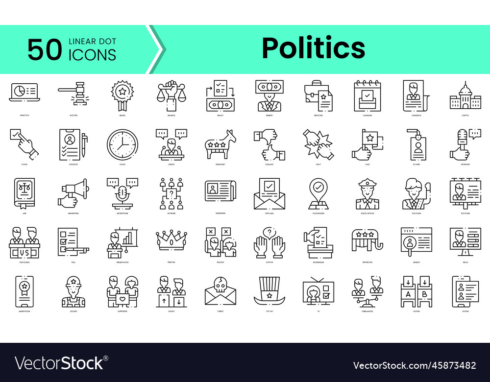 Set of politics icons line art style icons bundle Vector Image
