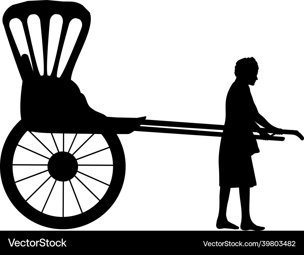 Silhouette rickshaw with passenger cart hand Vector Image
