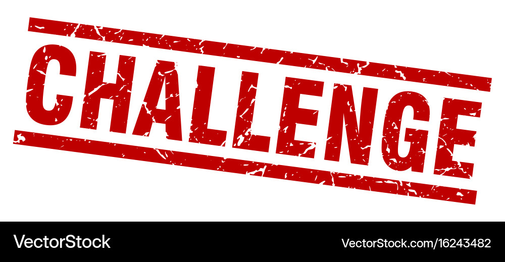 Square grunge red challenge stamp Royalty Free Vector Image
