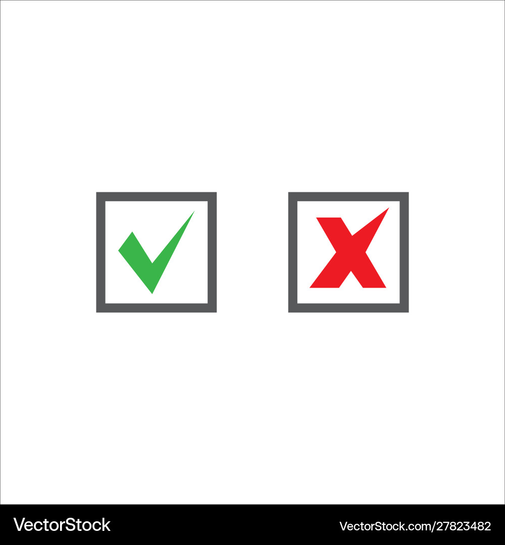 Stylish check mark v x icon yes no true false Vector Image