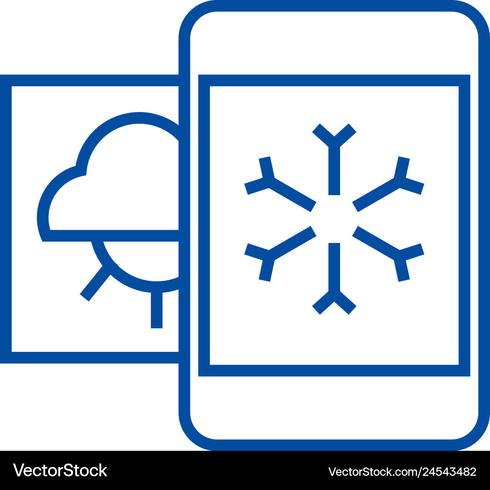 Weather mobile smartphone line icon concept Vector Image