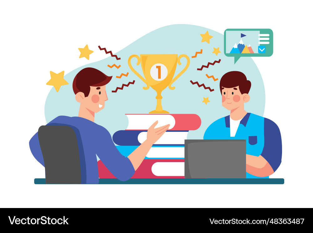 A college student attends study group Royalty Free Vector