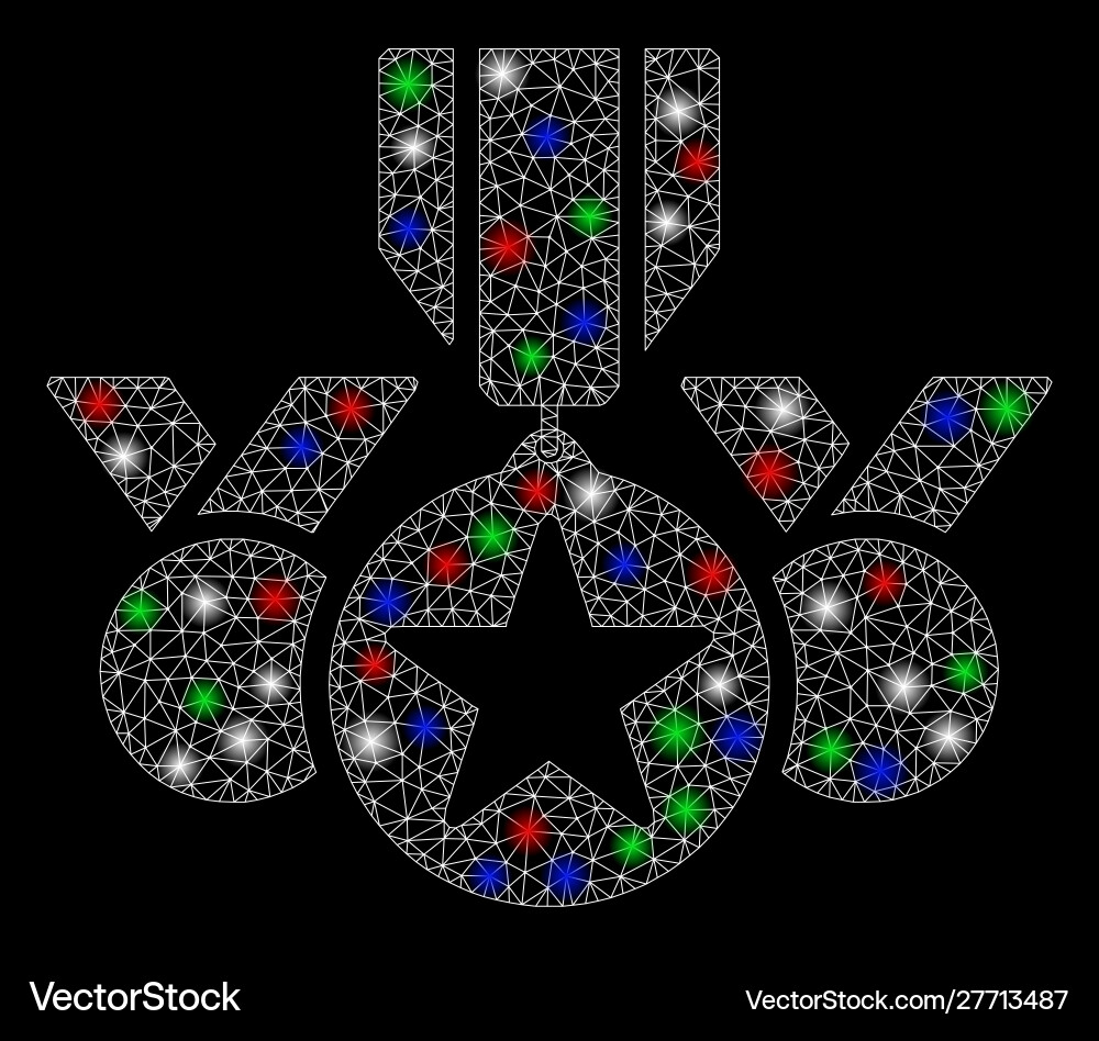 Bright mesh network awards with light spots Vector Image