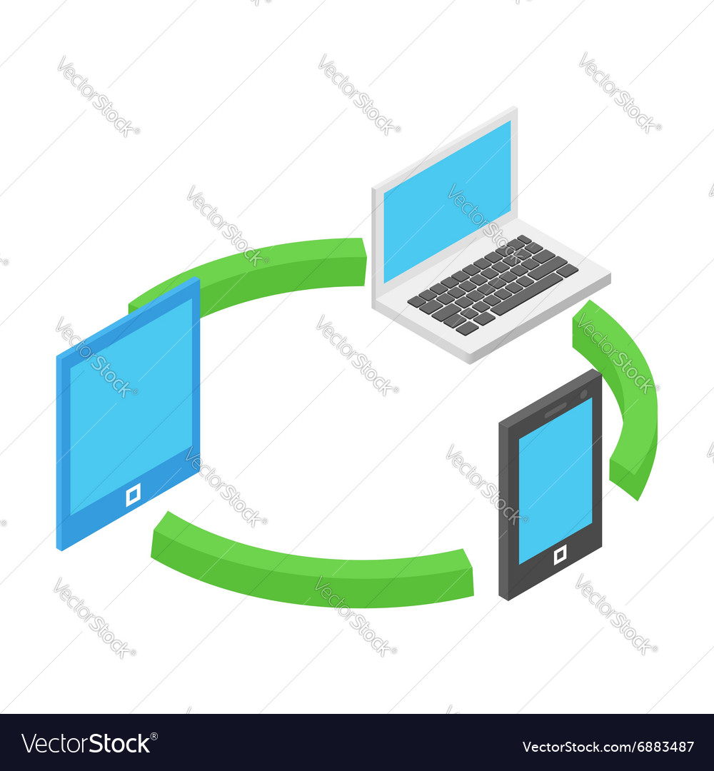 Computer network isometric 3d concept Royalty Free Vector