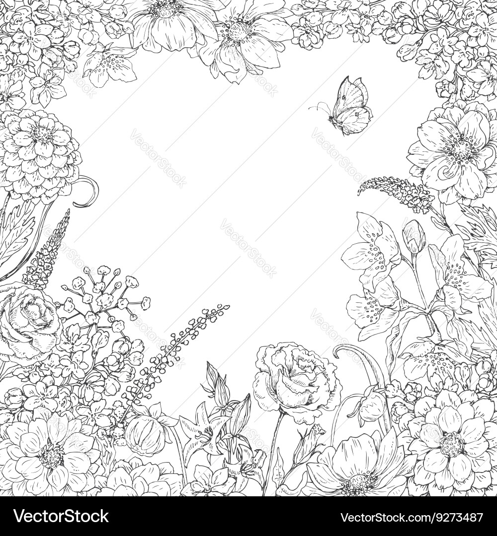 Doodle floral frame Royalty Free Vector Image - VectorStock