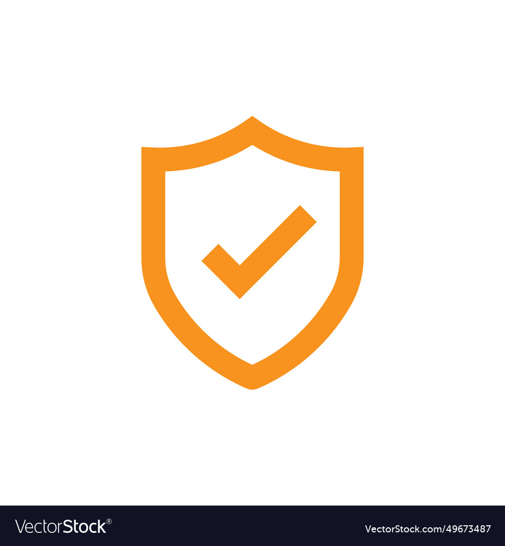Eps10 orange shield checkmark icon Royalty Free Vector Image