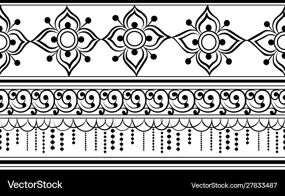 Ethnic indian handdrawn line art border Royalty Free Vector