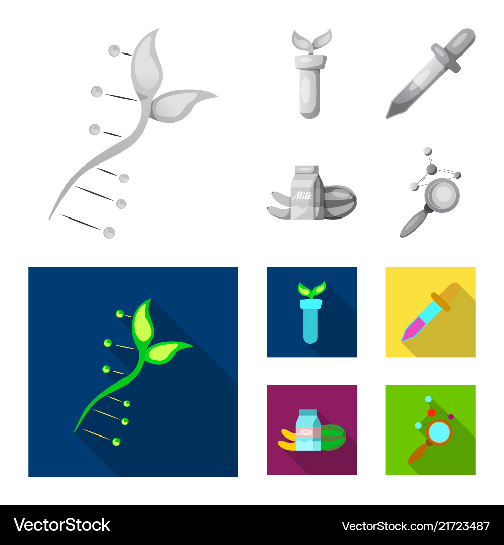 Genetic and plant icon set Royalty Free Vector Image