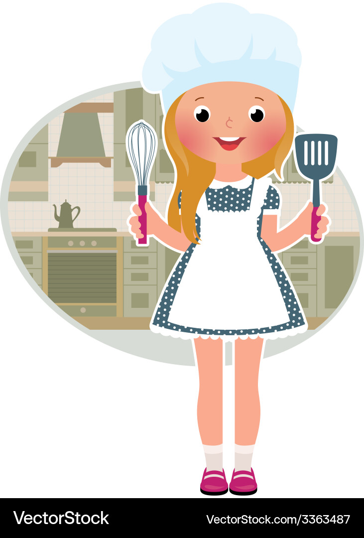 Girl cook in the kitchen Royalty Free Vector Image