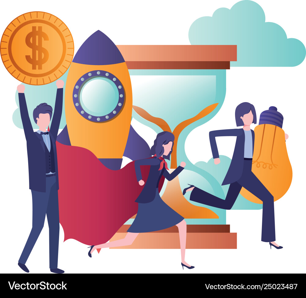 Group business with set icons Royalty Free Vector Image