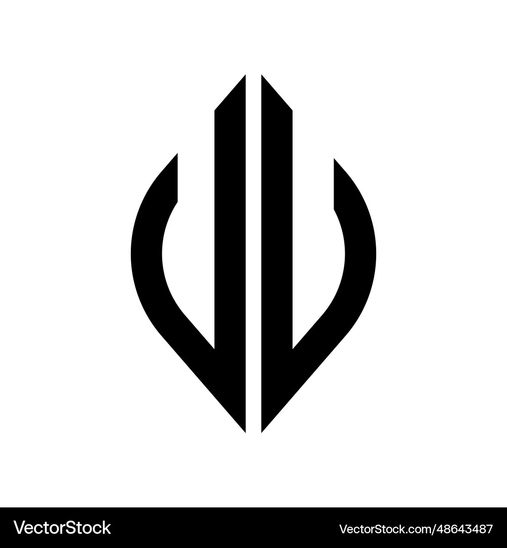 Logo v curve rhombus extended monogram 2 letters Vector Image