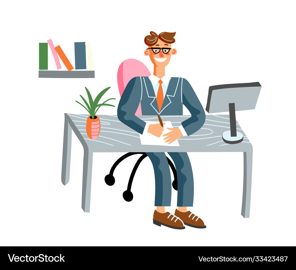 Office Worker Flat Royalty Free Vector Image Vectorstock