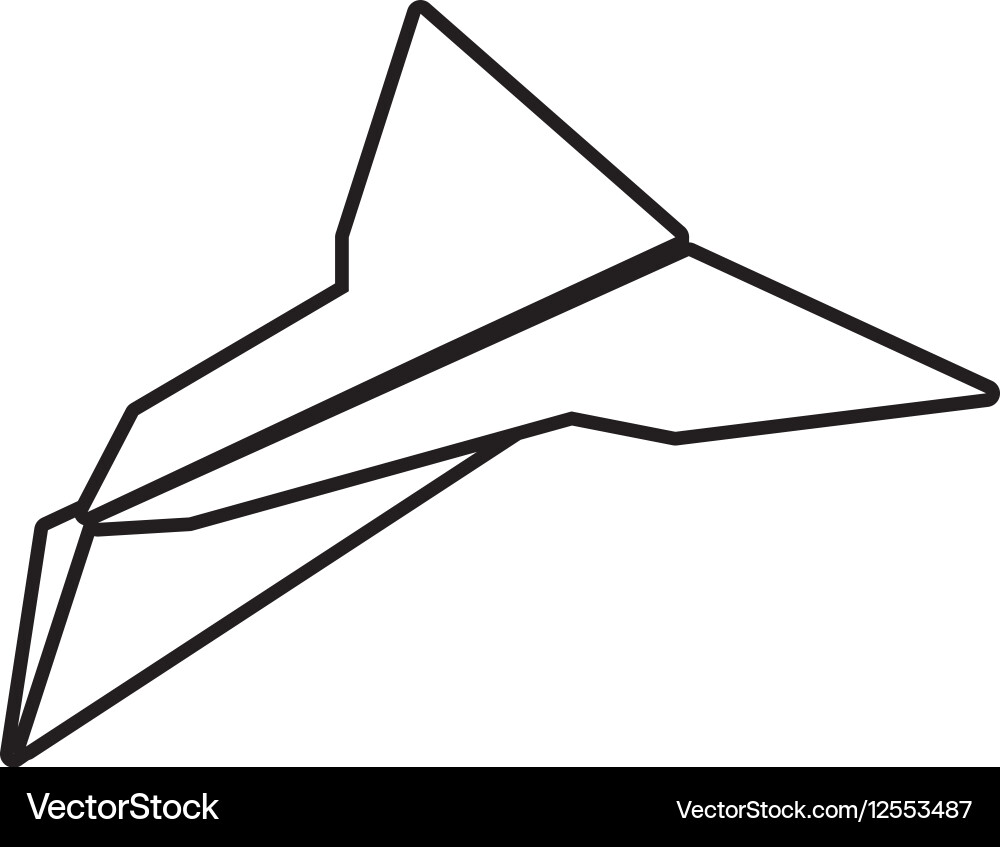 Paper plane flying toy outline Royalty Free Vector Image