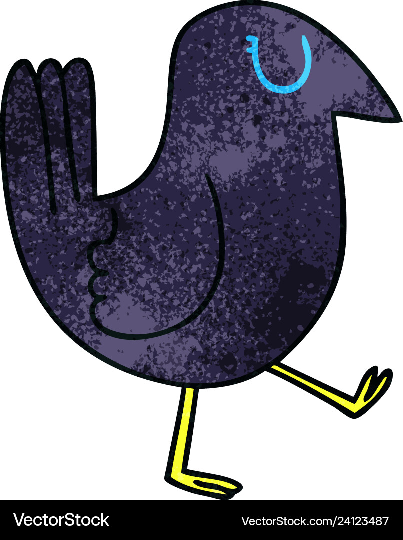 Quirky hand drawn cartoon crow Royalty Free Vector Image