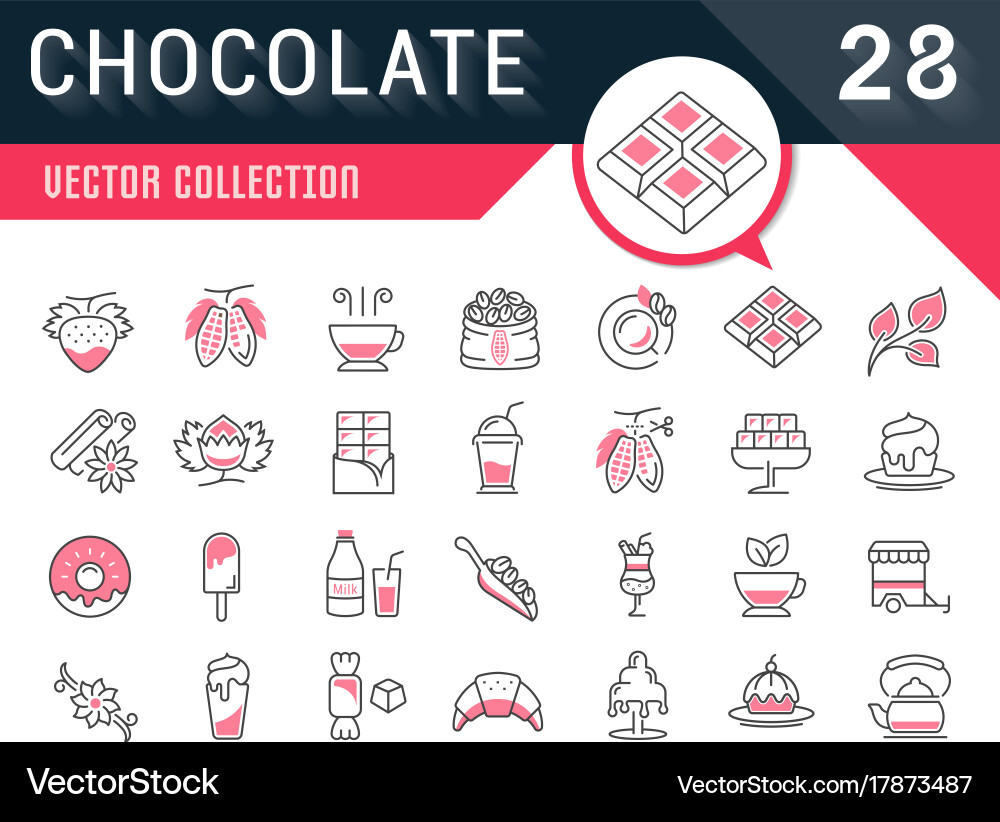Set flat line icons chocolate Royalty Free Vector Image