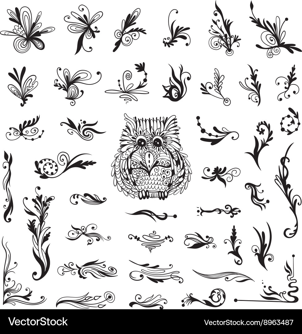 Set of creative swirl vignettes Royalty Free Vector Image
