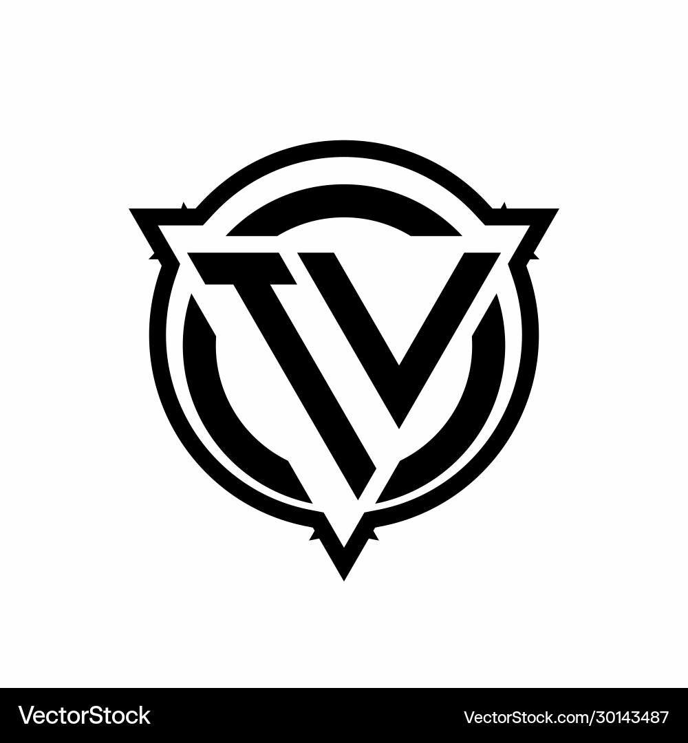 Tv logo with triangle shape and circle with Vector Image