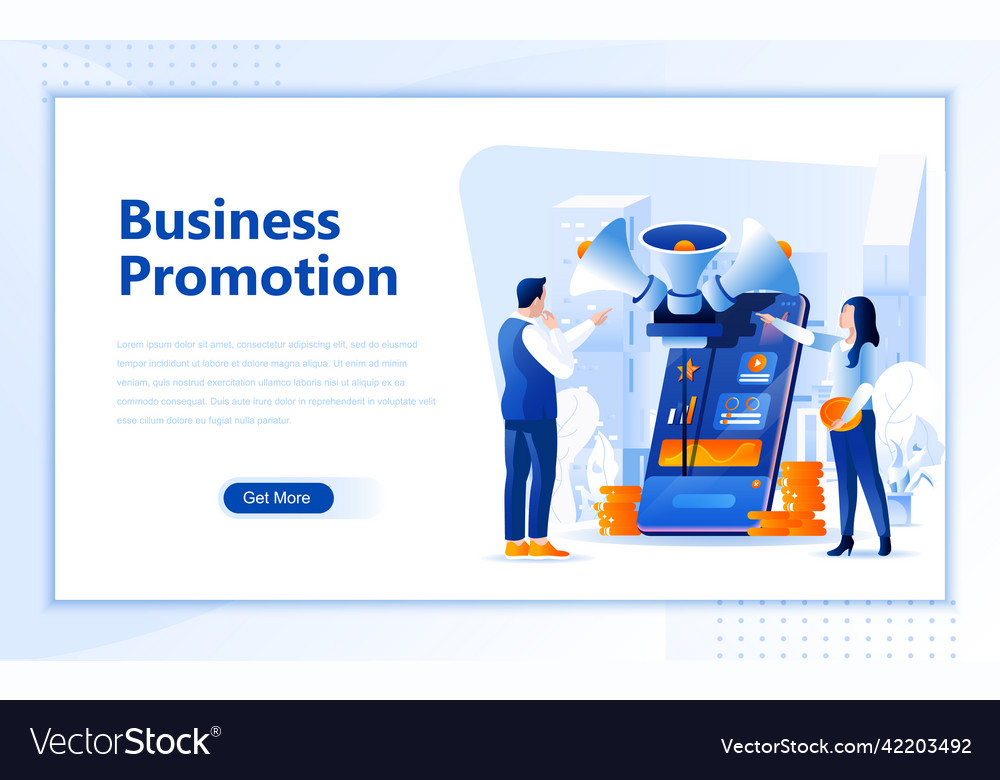 Business promotion flat web page design template Vector Image