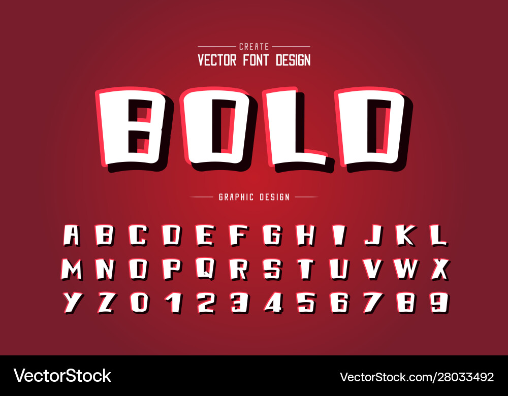 Cartoon font and alphabet with shadow bold Vector Image
