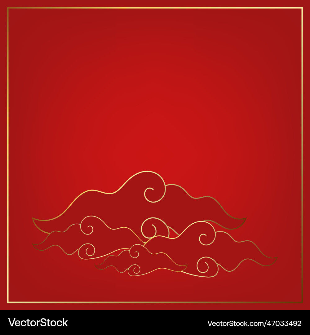 Cloud on red background and golden border Vector Image