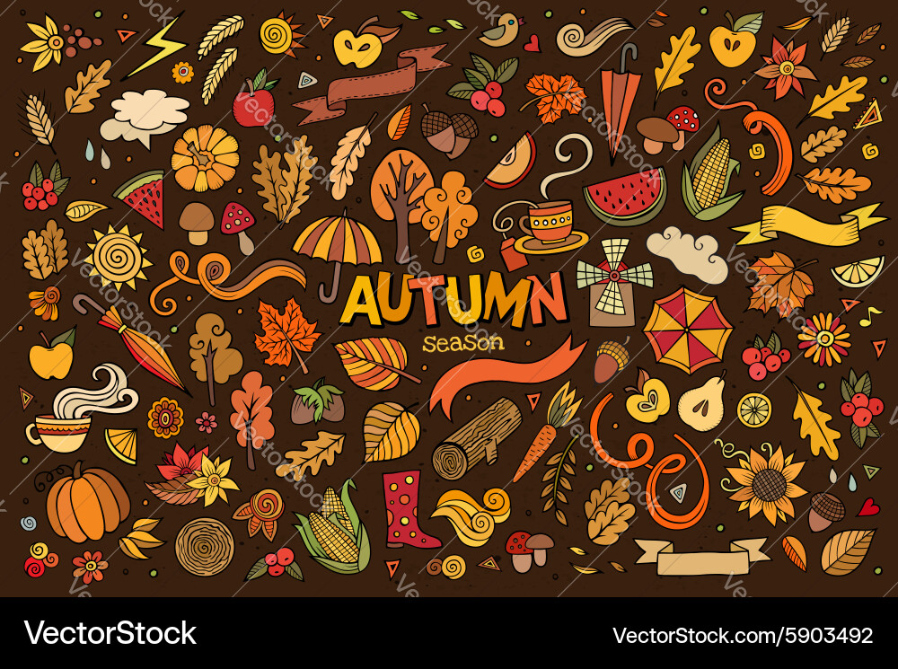 Colorful hand drawn doodle cartoon set Royalty Free Vector