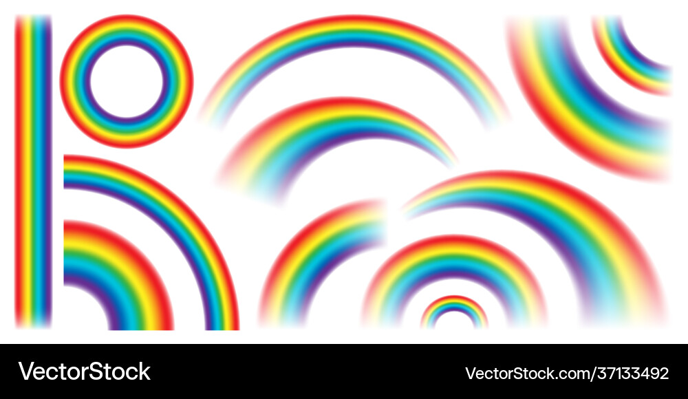 Colorful realistic rainbow collection isolated Vector Image