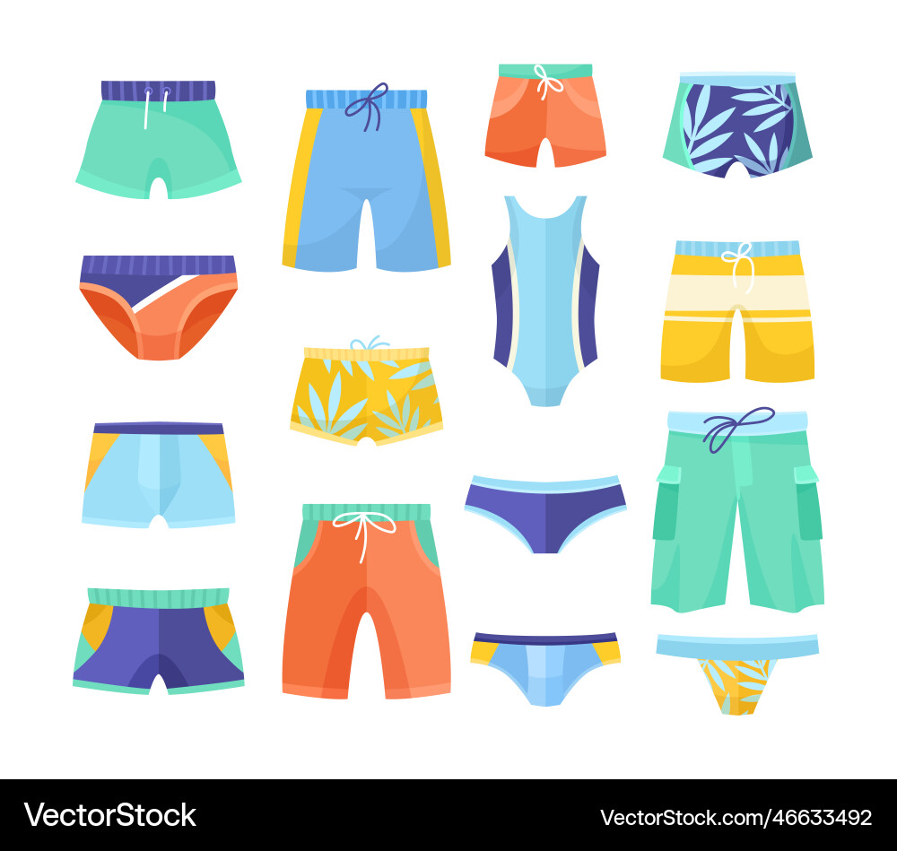 Different male swimwear set Royalty Free Vector Image