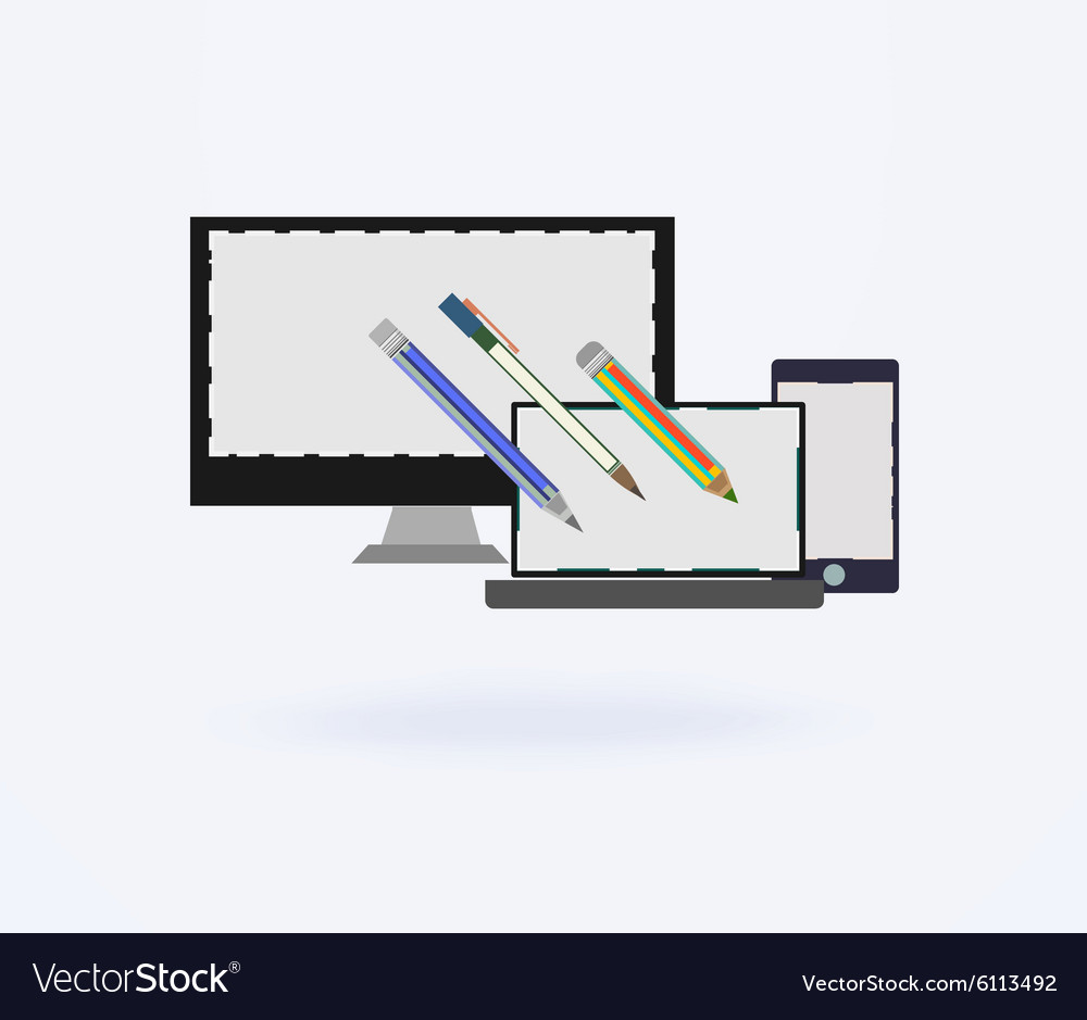 Flat design of the user interface on the pc Vector Image