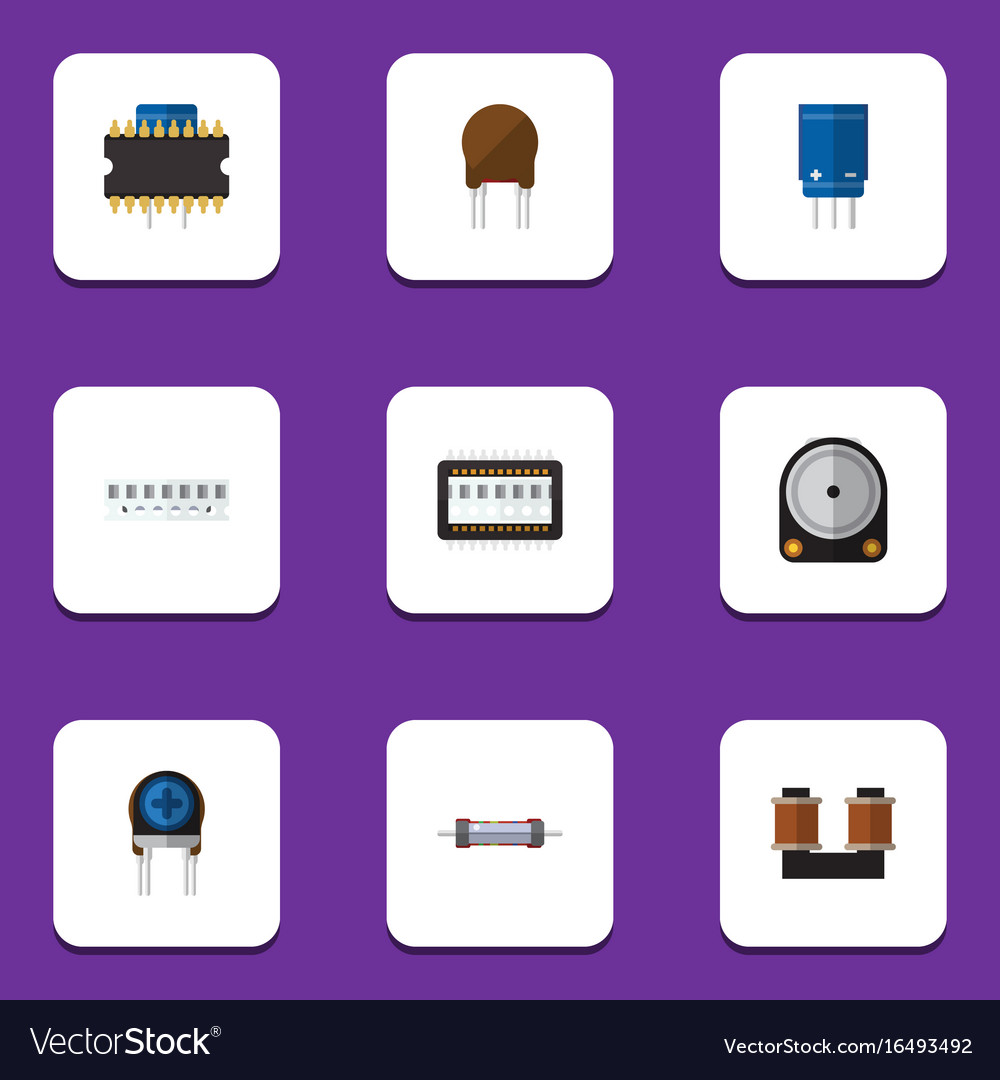 Flat icon technology set of microprocessor memory Vector Image