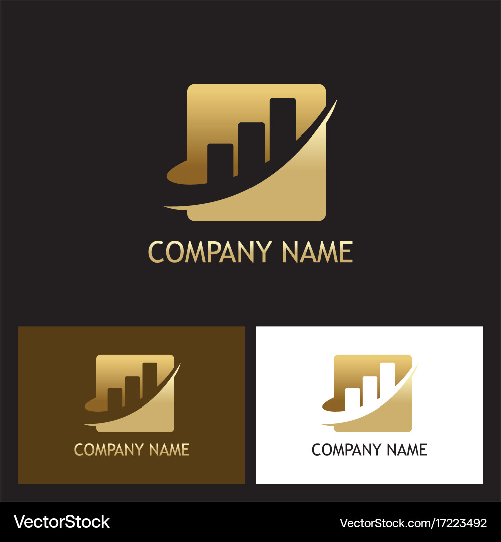 Gold business finance progress logo Royalty Free Vector