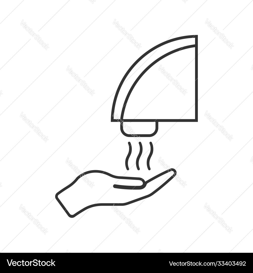 Hand dryer line icon isolated on white background Vector Image