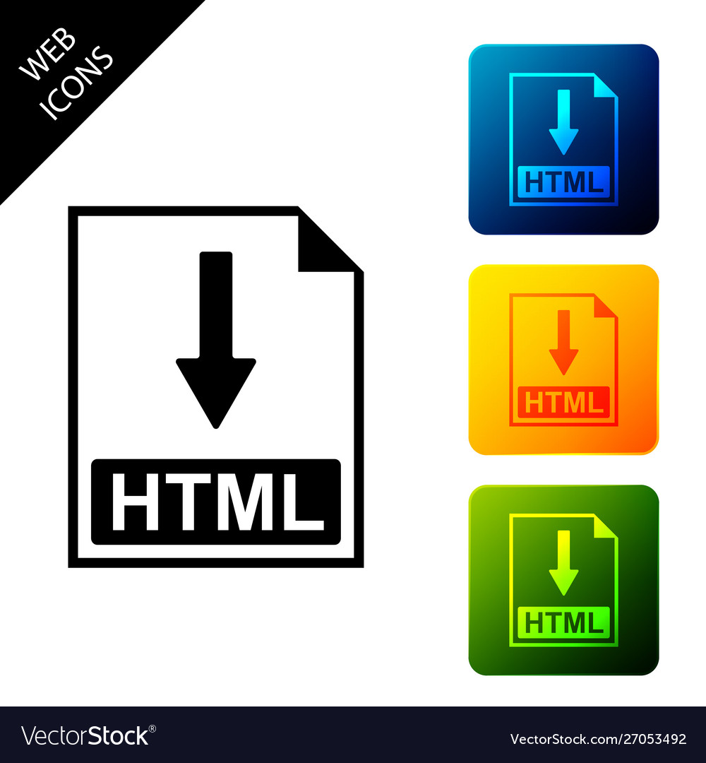 Html file document icon download button Royalty Free Vector