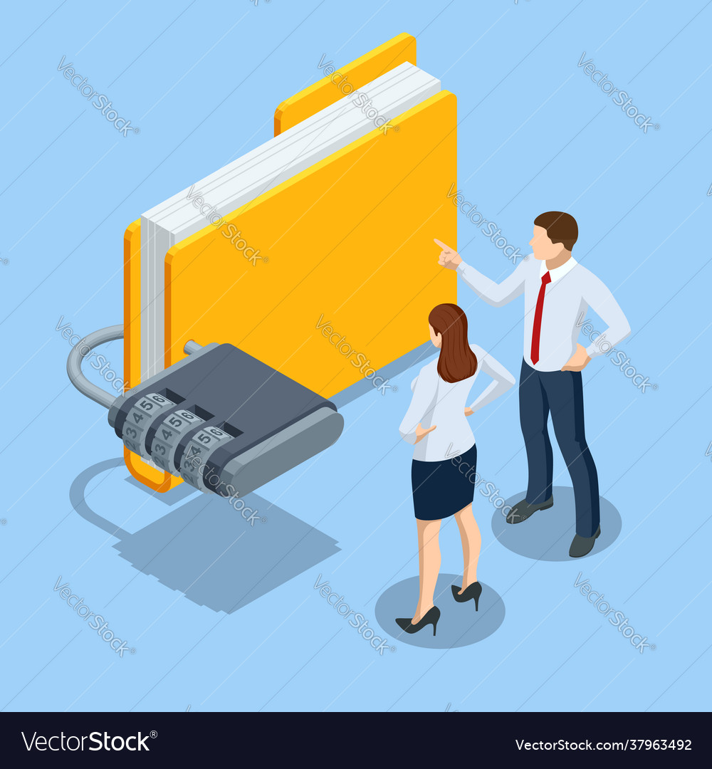 Isometric Data Security System Cyber Royalty Free Vector