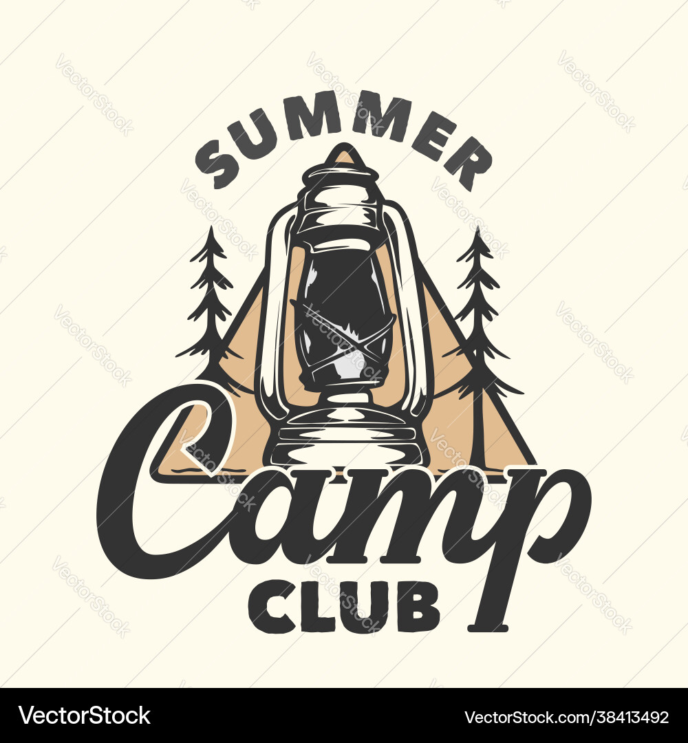 Logo design summer camp club with camping lantern Vector Image