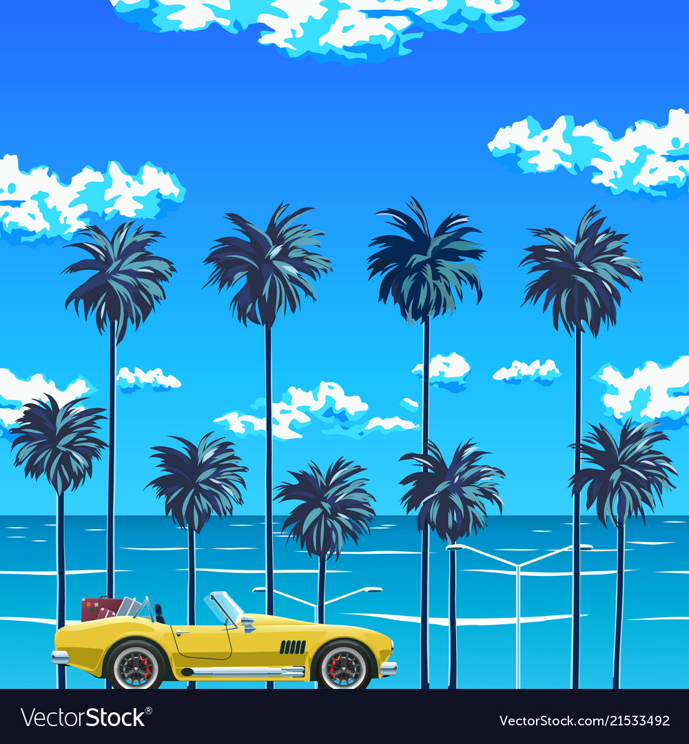 Palm trees beach Royalty Free Vector Image - VectorStock