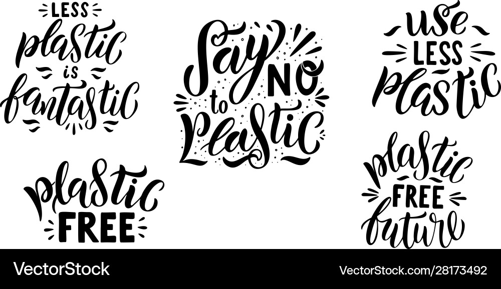 Say no to plastic lettering set free Royalty Free Vector