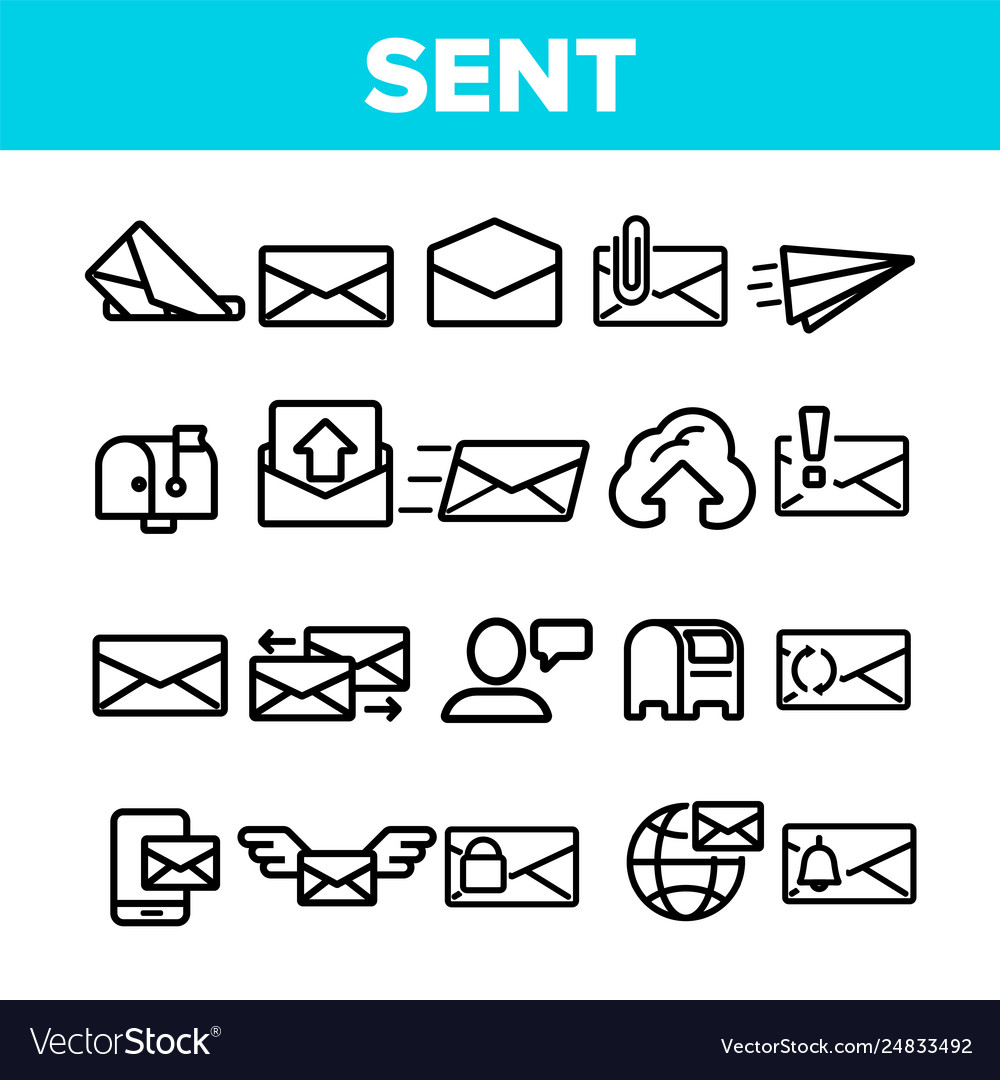 Send message linear thin icons set Royalty Free Vector Image