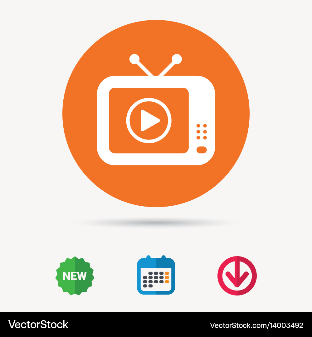 Tv icon retro television sign Royalty Free Vector Image