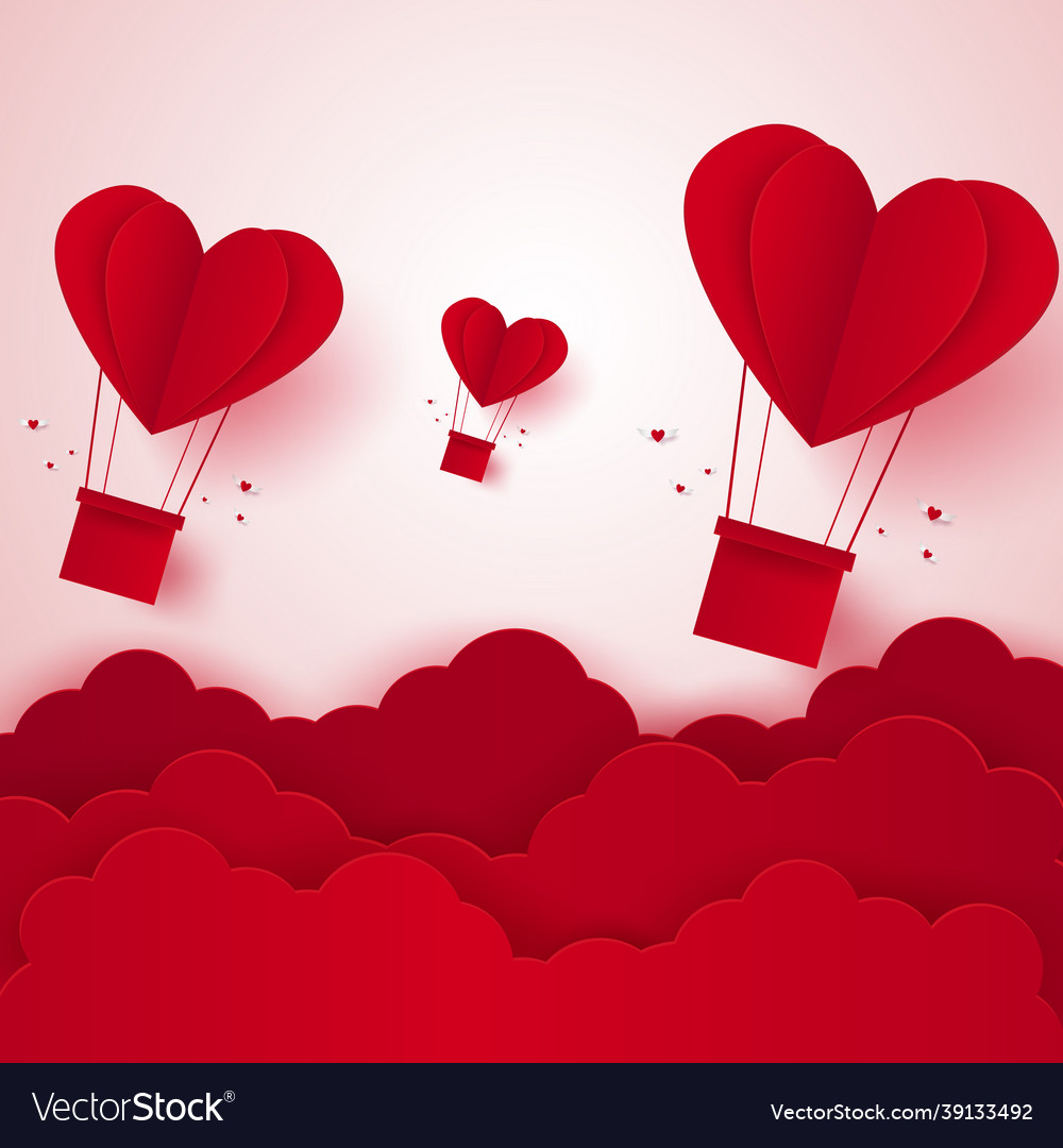 Valentines day of love hot air balloon Royalty Free Vector