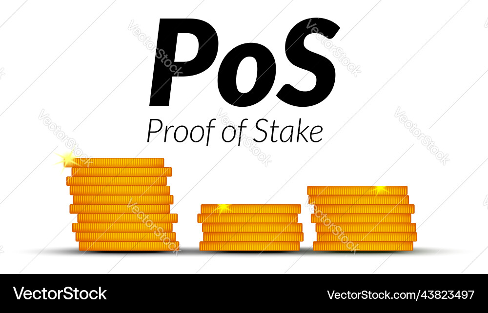 Black text pos proof of stake with stacks Vector Image