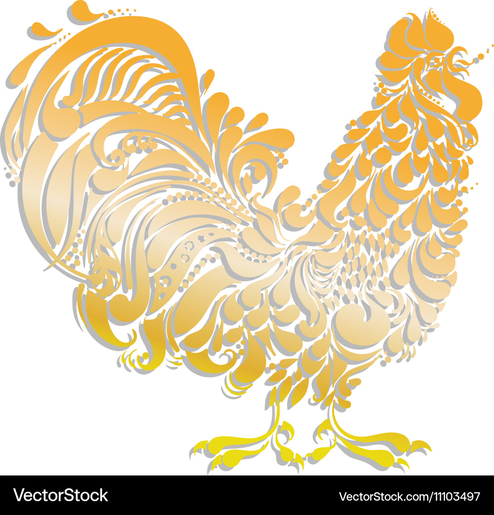 Cockerel golden decorative rooster Royalty Free Vector Image