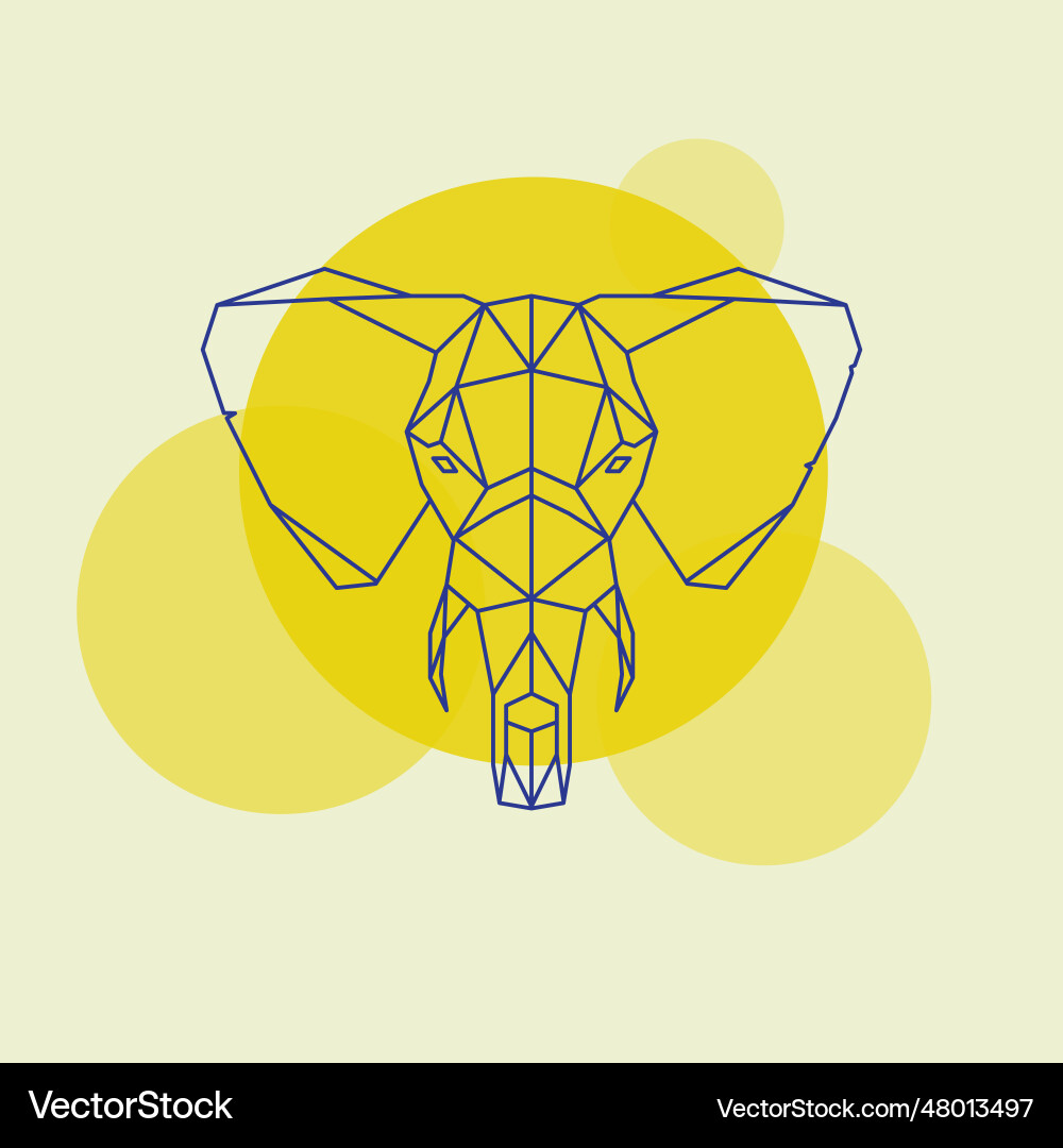 Elephant head geometric lines silhouette isolated Vector Image