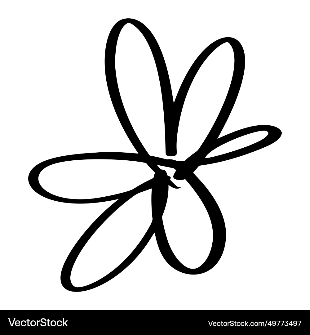 Hand drawn flower icon simple black outline Vector Image