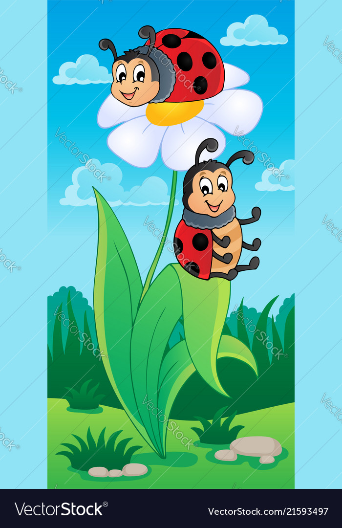 Image with ladybug theme 4 Royalty Free Vector Image