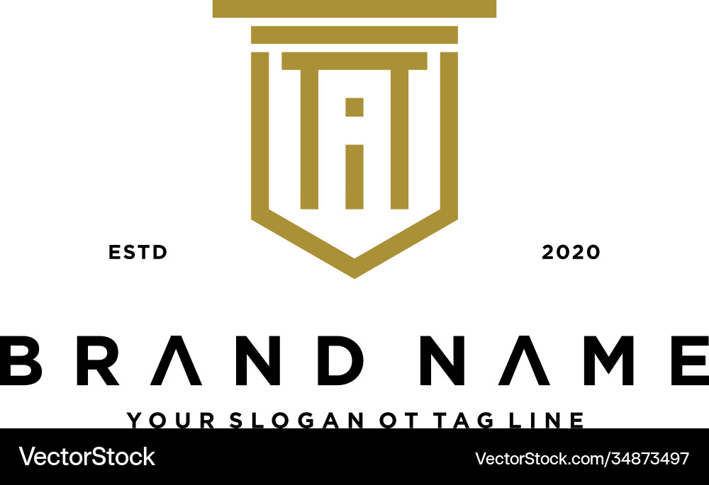 Letter i shield law logo design concept Royalty Free Vector