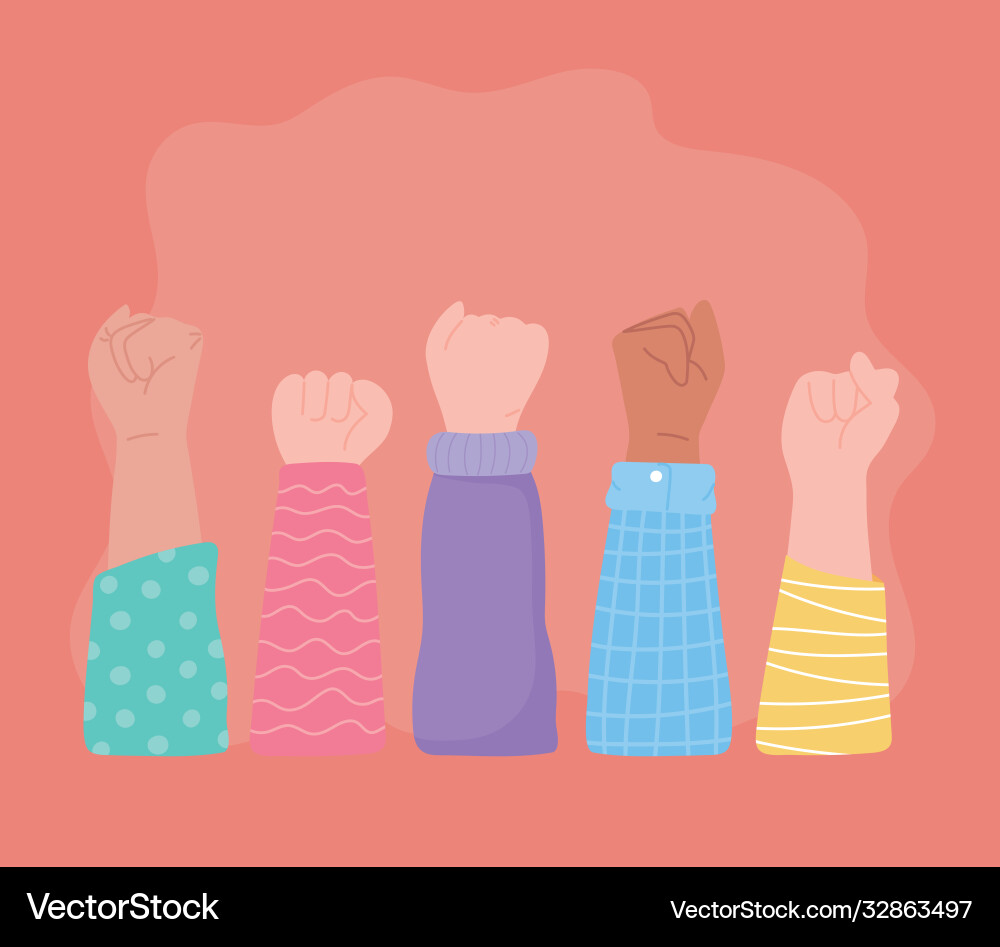 Manifestation protest activists raised up hands Vector Image