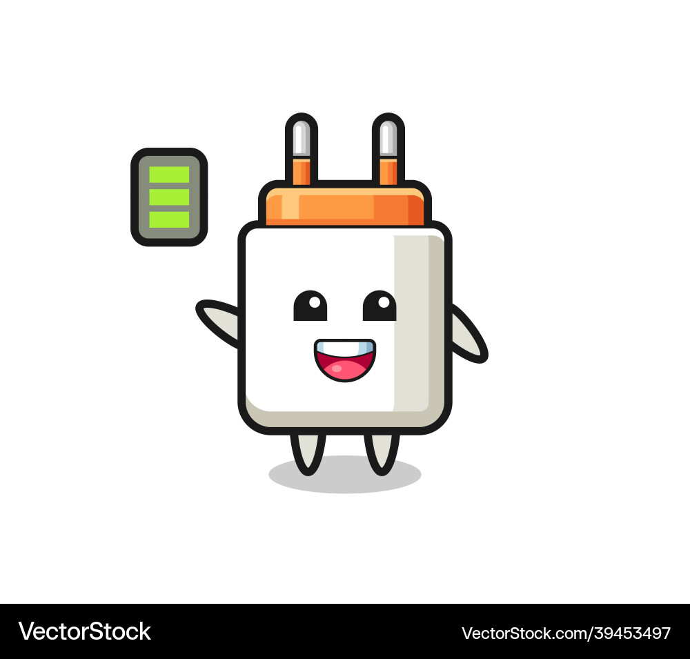 Power adapter mascot character with energetic Vector Image