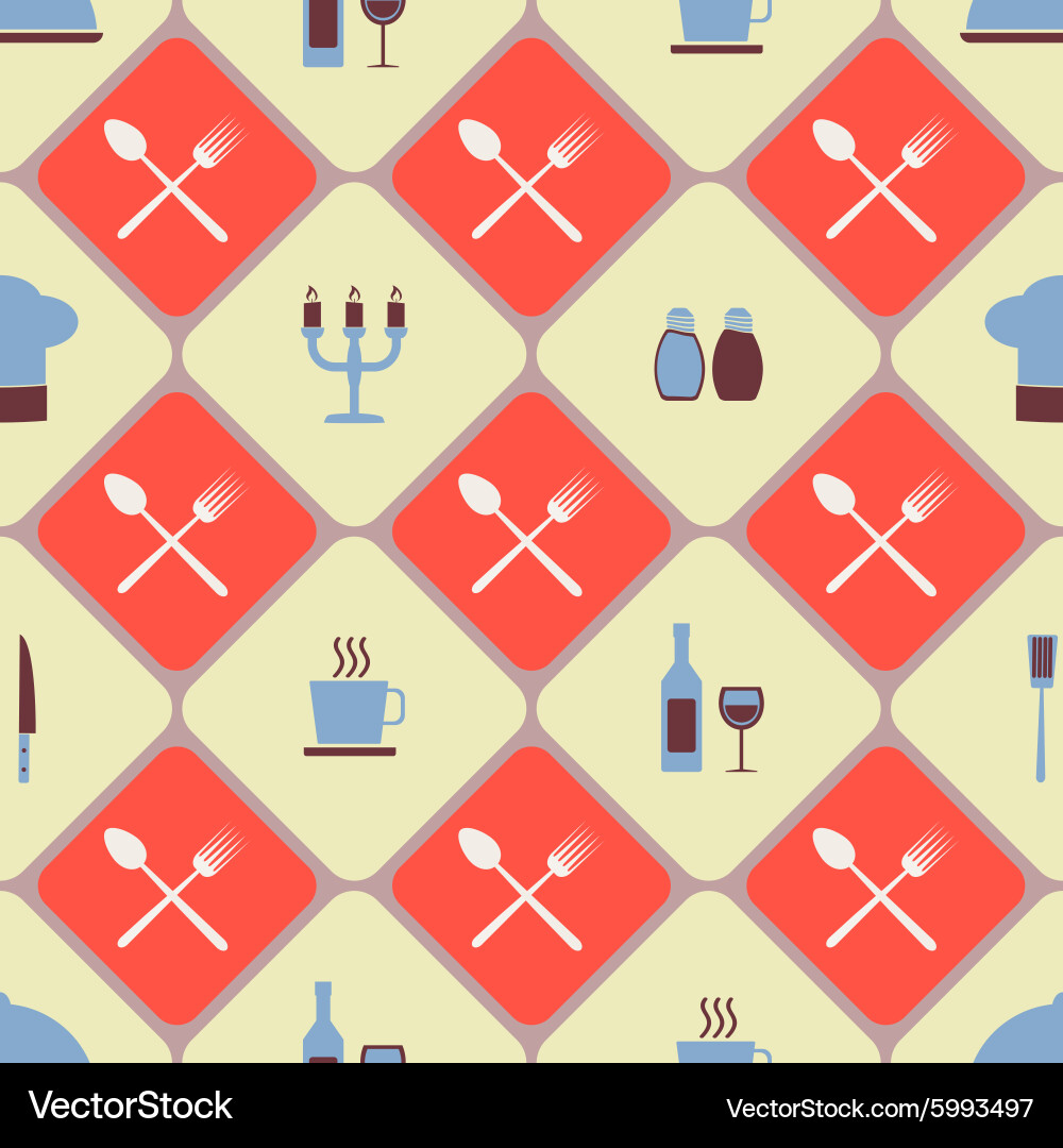 Seamless background with restaurant symbols Vector Image